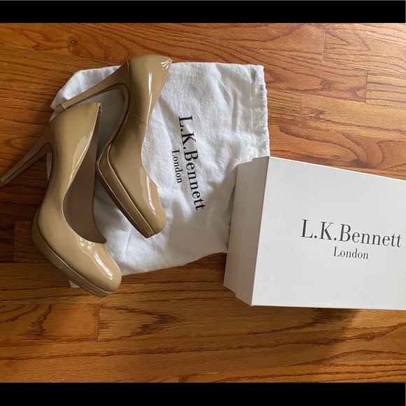 LK Bennett | Shoes | Lk Bennett Sledge Beige Patent Platform Courts ...